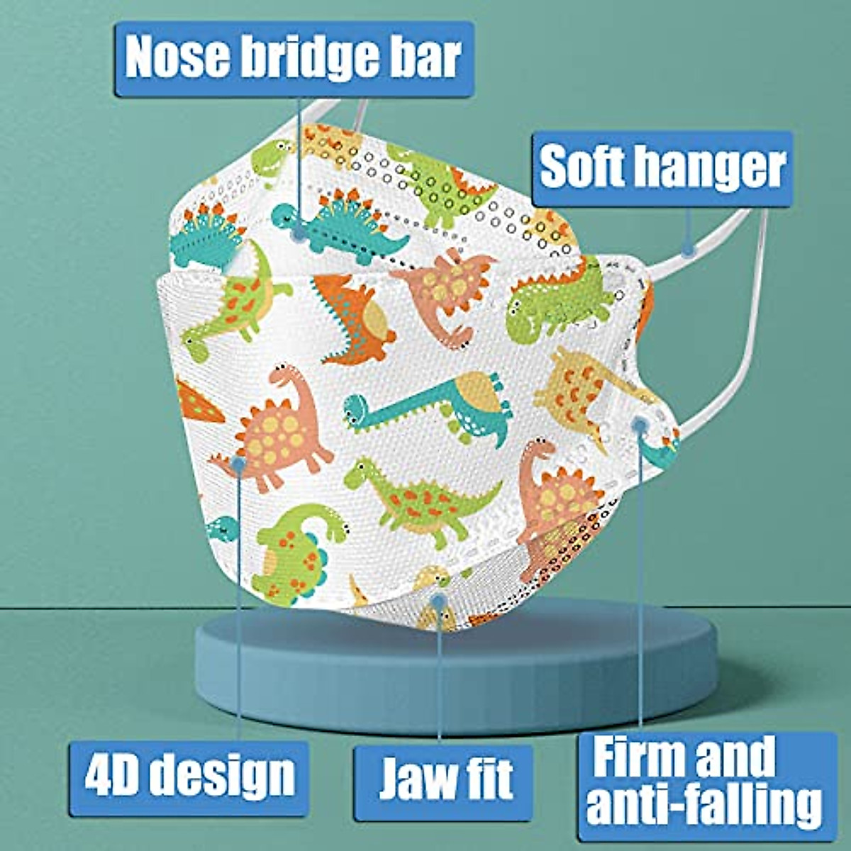 50 Pack Kids KF_94 FaceMásks Disposable with Cartoon Designs, 4-Ply 4D Printed Breathable FaceMásk for Boys Girls School (MultiColor_6)