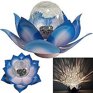 JFRISING Solar Light Outdoor Metal Glass Flower Decorative Waterproof Garden Light LED Lotus Flower Table Lamp