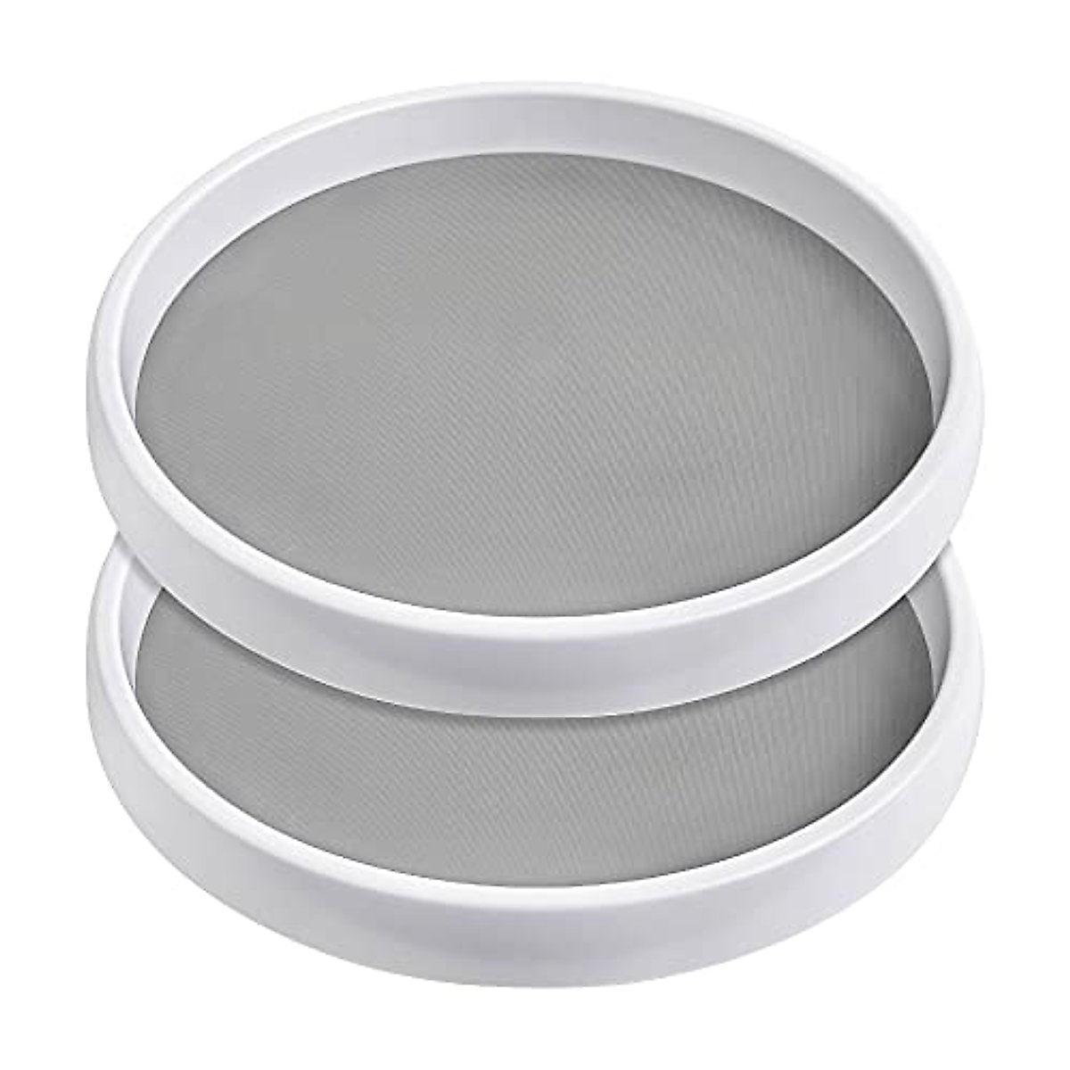 Lazy Susan Turntable 10" | Lazy Susan Organizer for Cabinet, Pantry, Refrigerator, Counter | Plastic with Rubber Lining, White [2 Pcs]