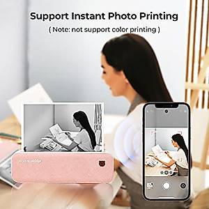MUNBYN Portable Printer ITP01, Bluetooth Thermal Printer for Travel, Support 8.5x11 US Letter & A4 Paper, Compatible with Android and iOS Phone & Laptop, Inkless Printer for Mobile Office(Pink)