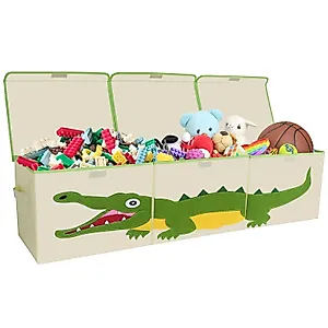 ASKETAM Kid Large Toy Box for Boy and Girl Cute Toddler Toy Storage Bin with Lid Baby Toy Chest Room Decor Organizer Basket (crocodile)