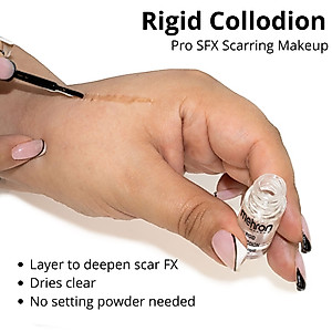 Mehron Makeup Rigid Collodion with Brush | Scarring Liquid | Scar Liquid | Liquid Scar Makeup | SFX Scar Makeup for Film .125 oz (4ml)