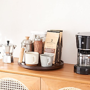 Lazy Susan Organizer 10 inches, Wood Lazy Susan Turntable Organizer for Cabinet Pantry Kitchen Countertop Cupboard (Walnut)