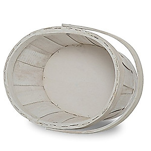 The Lucky Clover Trading White Wash Oval Woodchip Handle, 9" L Basket