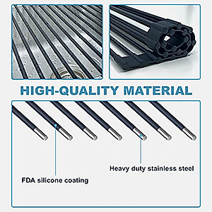 amo nenes Roll-up Dish Drying Rack, Over The Sink Kitchen Rolling Sink Rack, Multipurpose Dry Rack Dish Drainer, Stainless Steel Foldable Dish Drying Rack for Sink Counter(17.4" x 13.1")