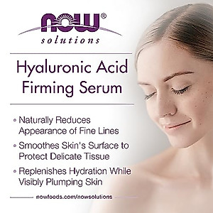 NOW Foods Solutions, Hyaluronic Acid Firming Serum, Naturally Reduces Appearance of Fine Lines, 1-Ounce