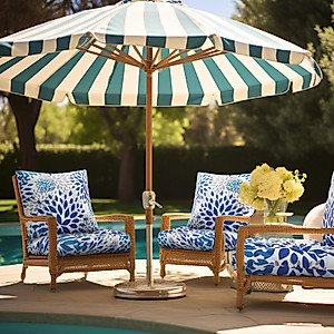 Briwooody Boho Outdoor Deep Seat Cushion Set Waterproof Outdoor Seat Cushion Floral Printed Patio Chair Cushions Set Lawn Furniture Cushions for Patio Garden (Blue Geometric Flower,24 x 24 in)