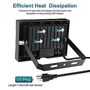 MEIKEE 35W LED Flood Lights Outdoor, 3500lm LED Work Light with Plug, 5000K Natural White Security Light, IP66 Waterproof Portable Outdoor Flood Lighting for Garage Garden Stadium Playground (4Pack)