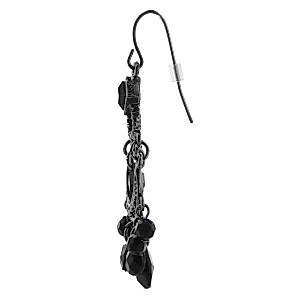 1928 Jewelry Women's Black Briolette Beads & Crystal Crescent Chandelier Earrings