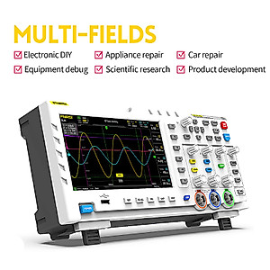 FNIRSI 1014D Oscilloscope 2 in 1 Digital Oscilloscope DDS Signal Generator, 100X High Voltage Probe, 2 Channels 100Mhz Bandwidth 1GSa/s Sampling Rate Built-in 1GB Storage Space