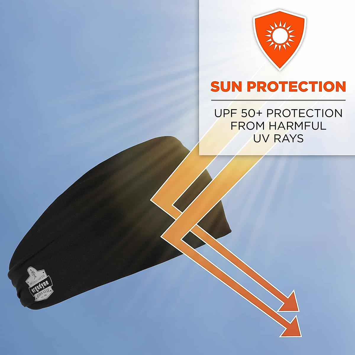 Ergodyne Chill Its 6634 Cooling Headband, Sports Headbands for Men and Women, Moisture Wicking, Black