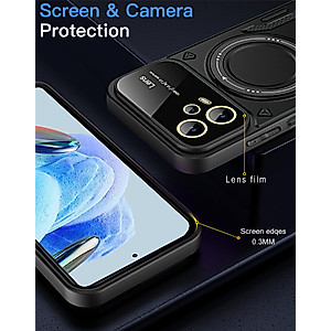 Ephoou Case for Xiaomi Redmi Note 12 Pro 5G with Ring Kickstand, Lens All-Inclusive Protection New Large Window Shockproof Anti-Scratch Cover Case for Redmi Note 12 Pro 5G/ Poco X5 Pro YD-Black