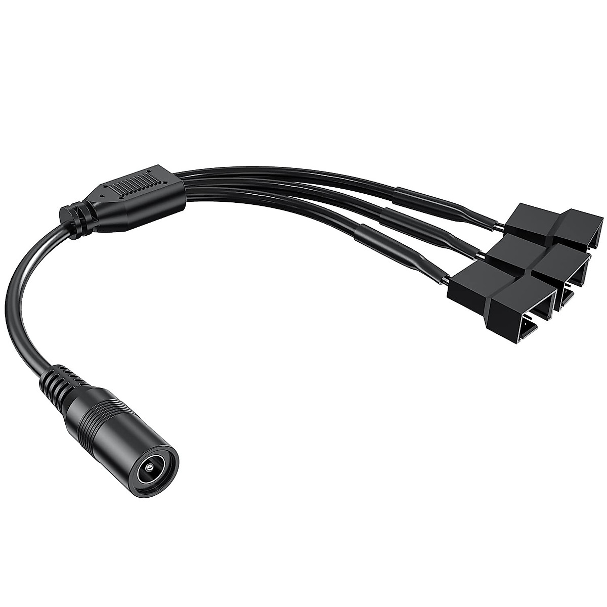 PC Fan Adapter, DC Power Supply Fan Splitter Cable, DC Female to 3 x 3/4 Pin