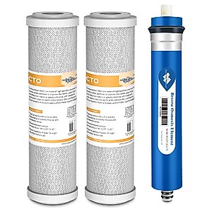 Combo Pack FX12P and FX12M Replacement Filters 75 GPD for GE GXRM10RBL GXRM10G RO System, Reverse Osmosis Membrane and Carbon Filters Membrane Solutions