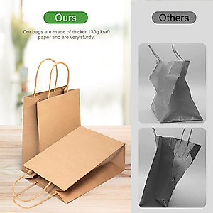 12Pcs Small Gift Bags Kraft Paper Bags. Recycled Merchandise Bags Retail Bags Party Favor Bags with Handles Bulk for Wedding Birthday Party Supplies Festivals Arts DIY Crafts (Brown, 5.9x3.1x8.4inch)