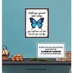 Inspirational Butterfly Wall Art Picture - Boho Positive Quote Home Decor - Encouragement Gift for Women, Girls, Teens - Motivational Self Confidence Decorations for Bedroom, Office, Living Room -8x10