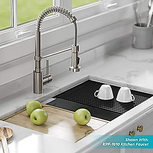 Kraus KWU110-32 Kore inch Undermount 16 Gauge Single Bowl Stainless Steel Kitchen Integrated Ledge and Accessories (Pack of 5), 32 Inch, 32"-Workstation Sink