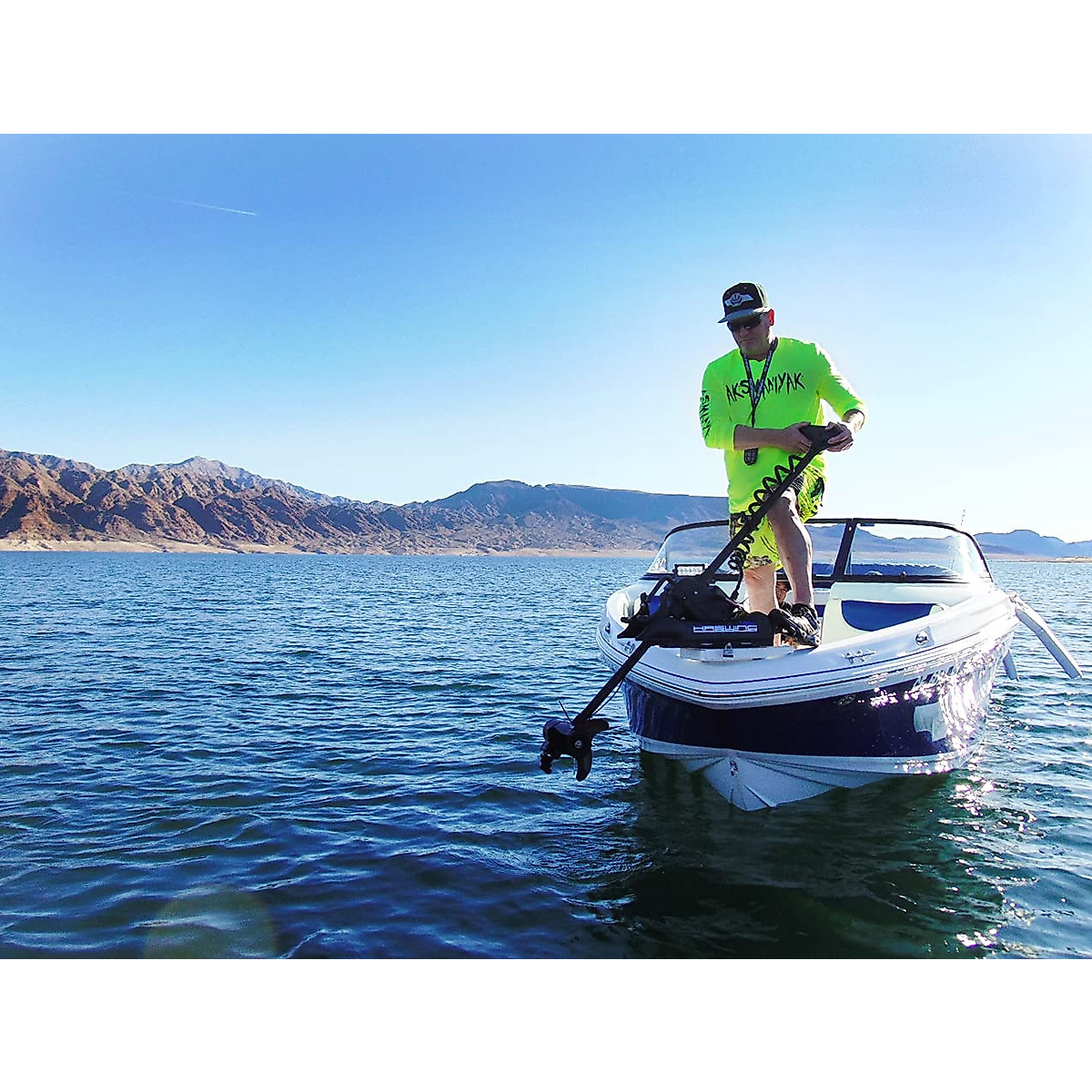 PARKHO HASWING Electric Trolling Motor – 12V 55LB 48 Inch Shaft Cayman B Bow Mount Boat Fishing Saltwater Freshwater with Remote Control Quick Release Bracket Wired Foot Controller 50700-120W_Q+F