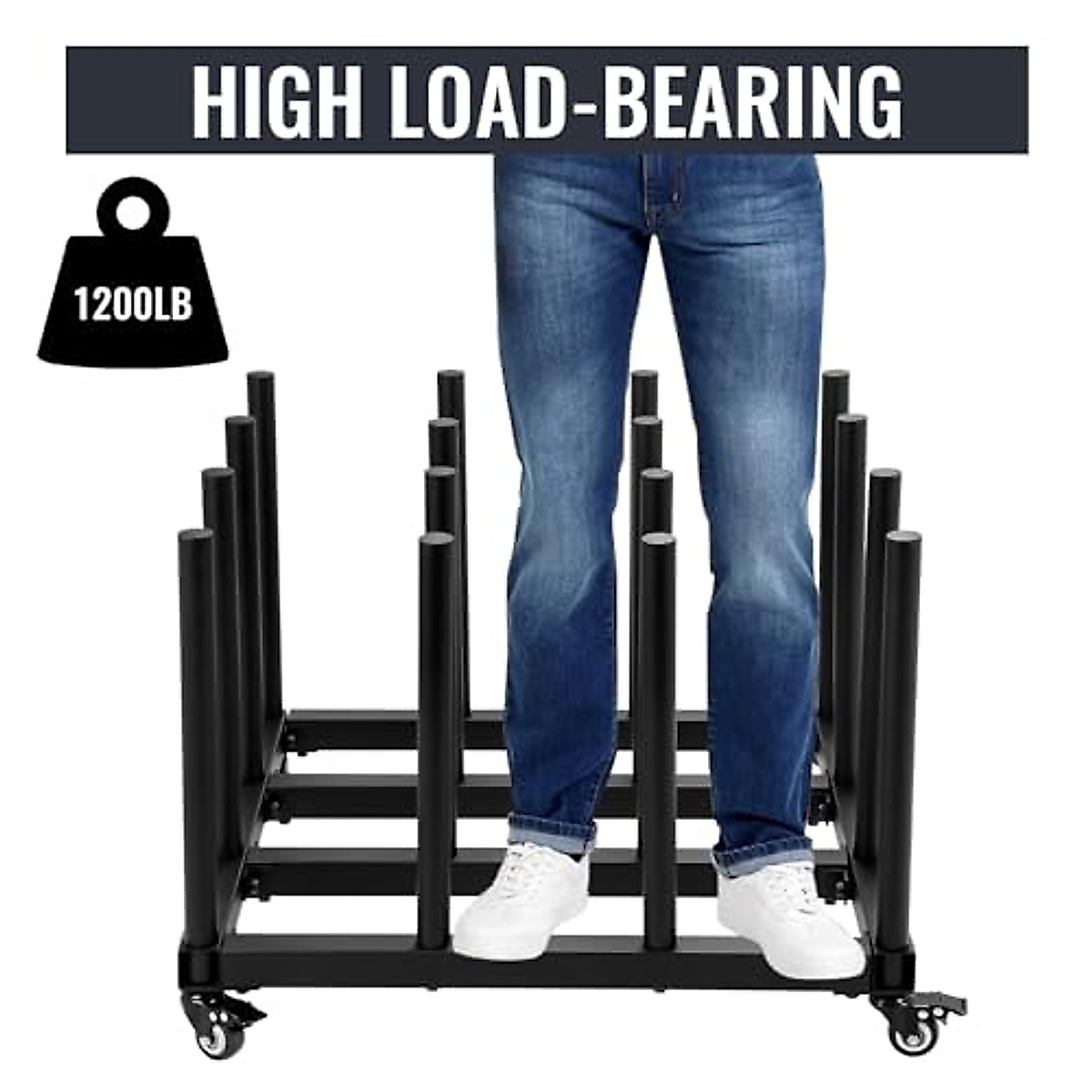 16 Roll Heavy Duty Vinyl Cart Mobile Rack Media Roll Cart, 1200LBS Vinyl Organizer Round Core Vinyl Rolling, Vinyl Rack for Blueprint,Photography Paper Rolls Organize Mobile Storage