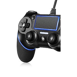 ORDA Wired Controller Compatible with PC,with Motion Motors,Mini LED Indicator and Anti-Slip Design -Blue