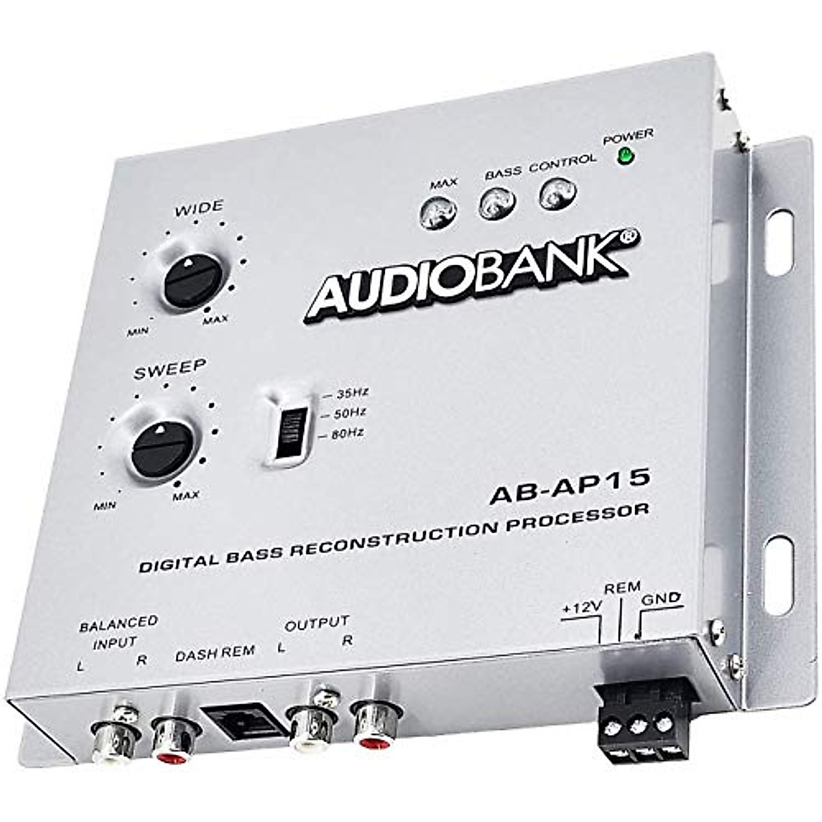 Audiobank AP15 -1/2 Din Car Audio Digital Bass Processor, Sound Restoration & Crossover for Car Subwoofer with Bass Knob/Input Level: 15V RMS & Output Level: 13.5V Peak -2nd Gen