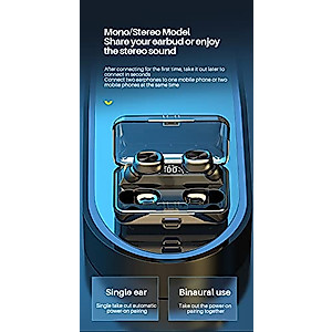 TWS Wireless Earbuds Bluetooth 5.1 Headphones Build in Mic HD Large Display Charging Box IPX7 Waterproof Voice Assistant Automatic Pairing USB Type-C Low Latency for Android iOS Windows Mac (Black)