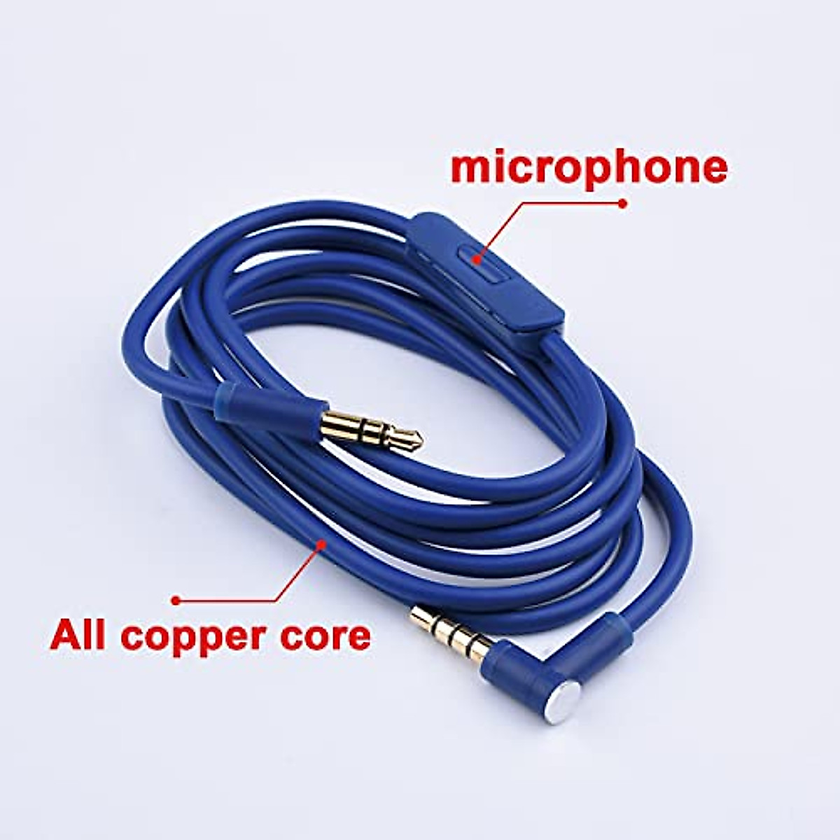 Replacement Audio Line Cable Cord Wire with in-line Microphone and Control is Compatible with Dr Dre Headphones Solo3 Studio2 Pro Detox Mixr Pill (White/1.4m)