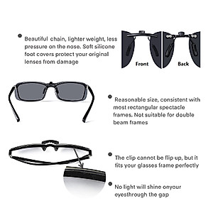 DAUCO Clip On Sunglasses Polarized Clip On Sunglasses Over Prescription Glasses Non-Flip Up