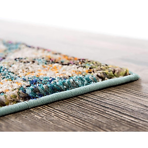 Unique Loom Vita Collection Traditional Over-Dyed Saturated Floral Medallions Area Rug (3' 3 x 5' 3 Rectangular, Turquoise/Ivory)