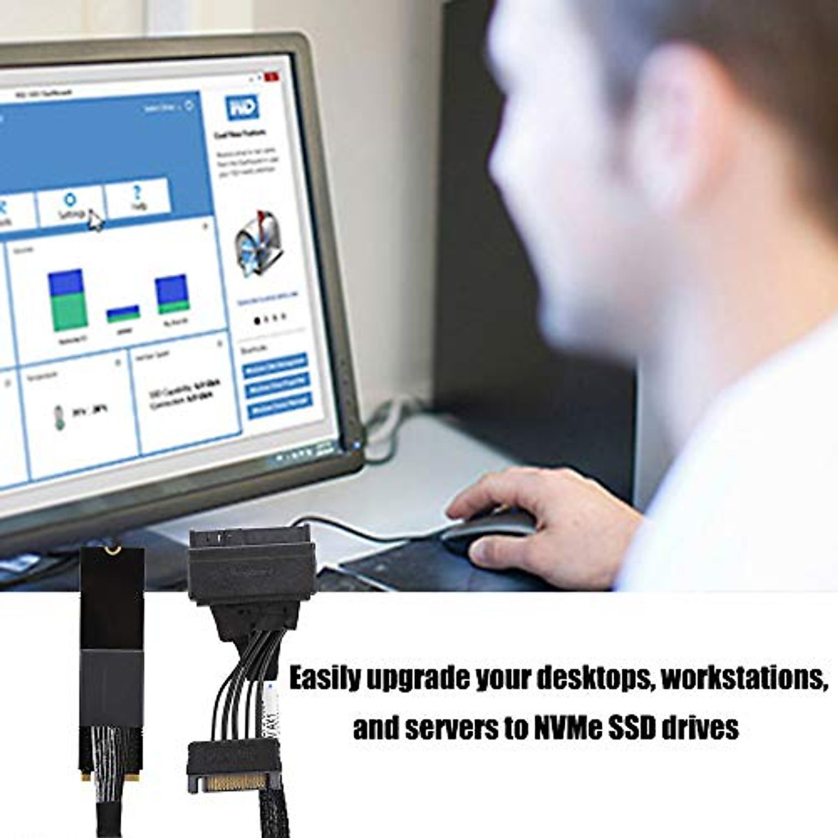 SF-8639 Connecting SSD Adapter Cable, U.2 to M.2 Cable for Intel/Intel P4510 P3500 P3600 750 Series P3700 Series 900 P3520 U.2 nvme SSD