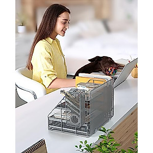 VIVSOL Silver Desk Organizer and Accessories Storage with 5-Tier Paper Letter Tray, Mesh Desktop Organizer with Pen Holder and Sliding Drawers for Office, School, Home to Collect Office Supplies