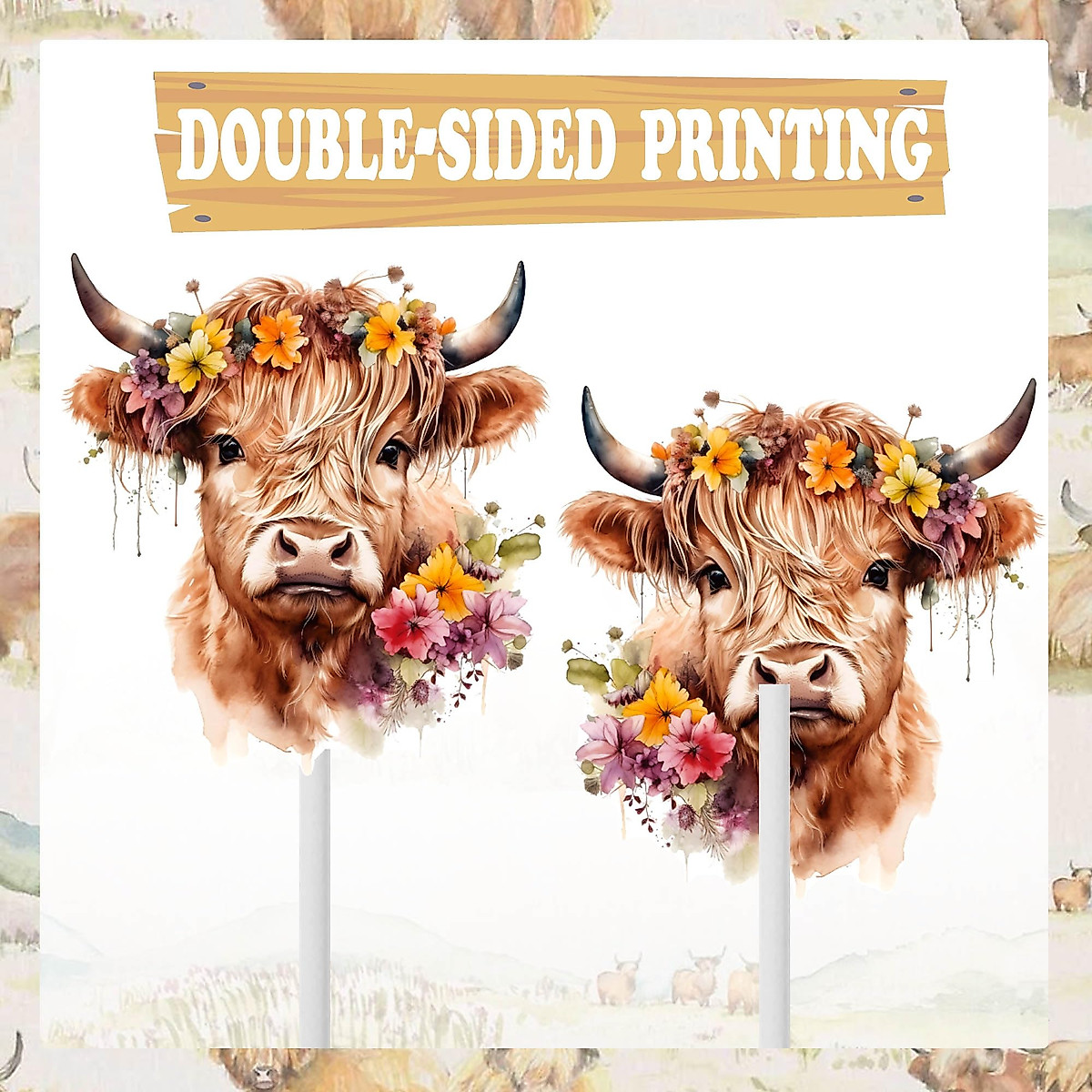 36Pcs Highland Cow Cupcake Toppers Highland Cow Birthday Decorations Highland Cow Party Supplies Highland Cow Cattle Cake Decorations for Farm Animal Birthday Party Baby Shower Supplies