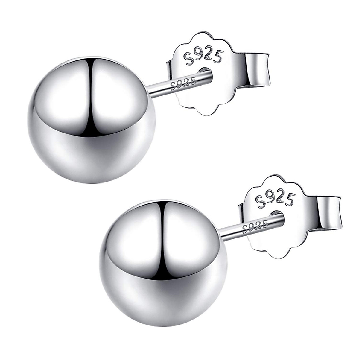 925 Sterling Silver Ball Stud Earrings Available in 3mm-10mm,Classic Round Ball Studs Hypoallergenic Jewelry (10mm)