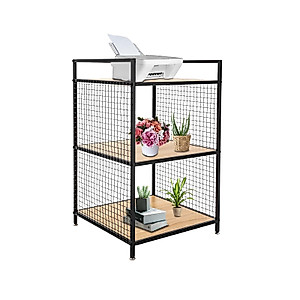 Silencear 3-Tier Heavy Duty Shelving Unit, Small Bookshelf Rustic Wood and Metal Shelving Unit, Wood Storage Shelf with Metal Frame for Living Room, Bedroom, Office, Kitchen, 21.3" x 21.3"x 34.6"