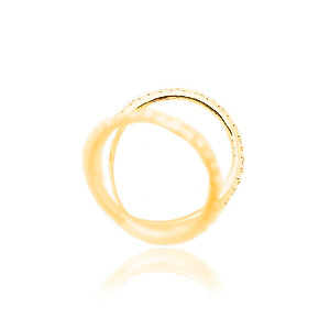 Spinningdaisy Gold Plated Double Layer Crystal Cross Ring