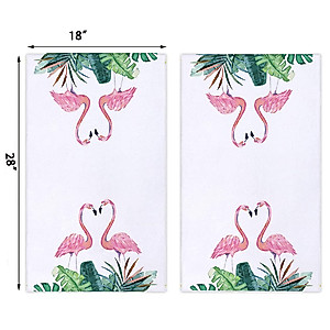 Watercolor Flamingo Kitchen Dish Towel 18 x 28 Inch Set of 2, Seasonal Summer Flamingo Tea Towels Dish Cloth for Cooking Baking