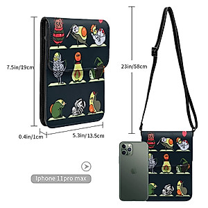 Horror Avocado Cell Phone Purse, DRAYTSO Yoga Avocado Crossbody Bag Small Leather Shoulder Bag for Women Wallet Sling Bags Handbag with Adjustable Strap
