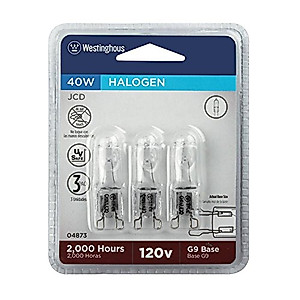 Westinghouse 0487300 40 Watt T4 Halogen Single-Ended Clear Light Bulb with G9 Base (3-Pack), 3 Count (Pack of 1)