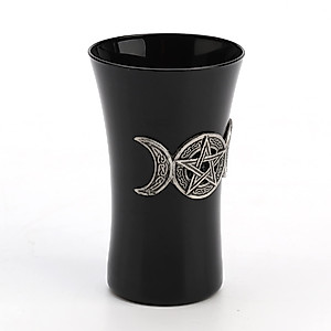 Veronese Design 80 ml Triple Moon Pentagram Sigil Wiccan Alter Black Glass Shot Glass