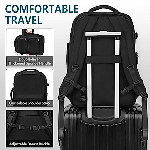 Dinictis 40L Travel Laptop Backpack for 17 Inch Notebook, Carry on Flight Approved Suitcase Backpack, Water Resistant Weekender Business Large Daypack for Men and Women-Black