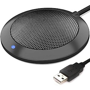 Conference USB Microphone, Computer Desktop Mic with LED Indicator, TKGOU Plug & Play Omnidirectional Condenser PC Laptop Mics for Online Meeting/Class,Skype,Recording,Chatting,Zoom,(Windows/Mac OS X)