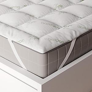 Ultra Soft Twin Mattress Topper - Viscose Made from Bamboo Mattress Pad for Back Pain Relief - Naturally Cooling for Hot Sleepers - Machine Washable