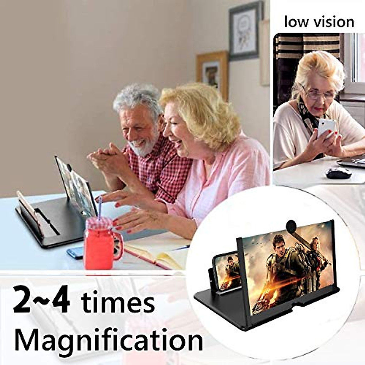 Smartphone Screen Magnifier Stand 14 Inch 3D Foldable Amplifier for Cell Phone with Adjustable Angle