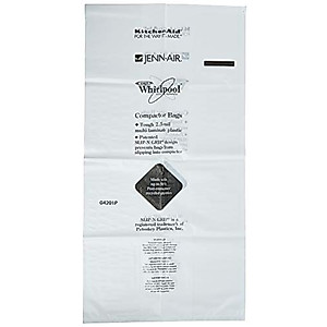 Whirlpool W10165294RB Trash Compactor Bags, 60-ct, 15 Inches, White/Gym Red Blanc/Rouge Gym