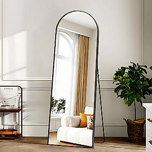 KOCUUY Arched Full Length Mirror, 64”x21” Full Body Floor Length Black Standing Mirror Full Length, Arched Floor Mirror Living Room, Wall Mirror Hanging Standing Or Leaning Body Mirror Bedroom