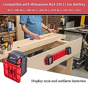 Crivnhar 5 Pack Battery Holder for Milwaukee M18 18V Battery Mounts Dock Holder Fit for M18 48-11-1815 48-11-1828 48-11-1850 48-11-1860 (w/10 Screws, No Battery)