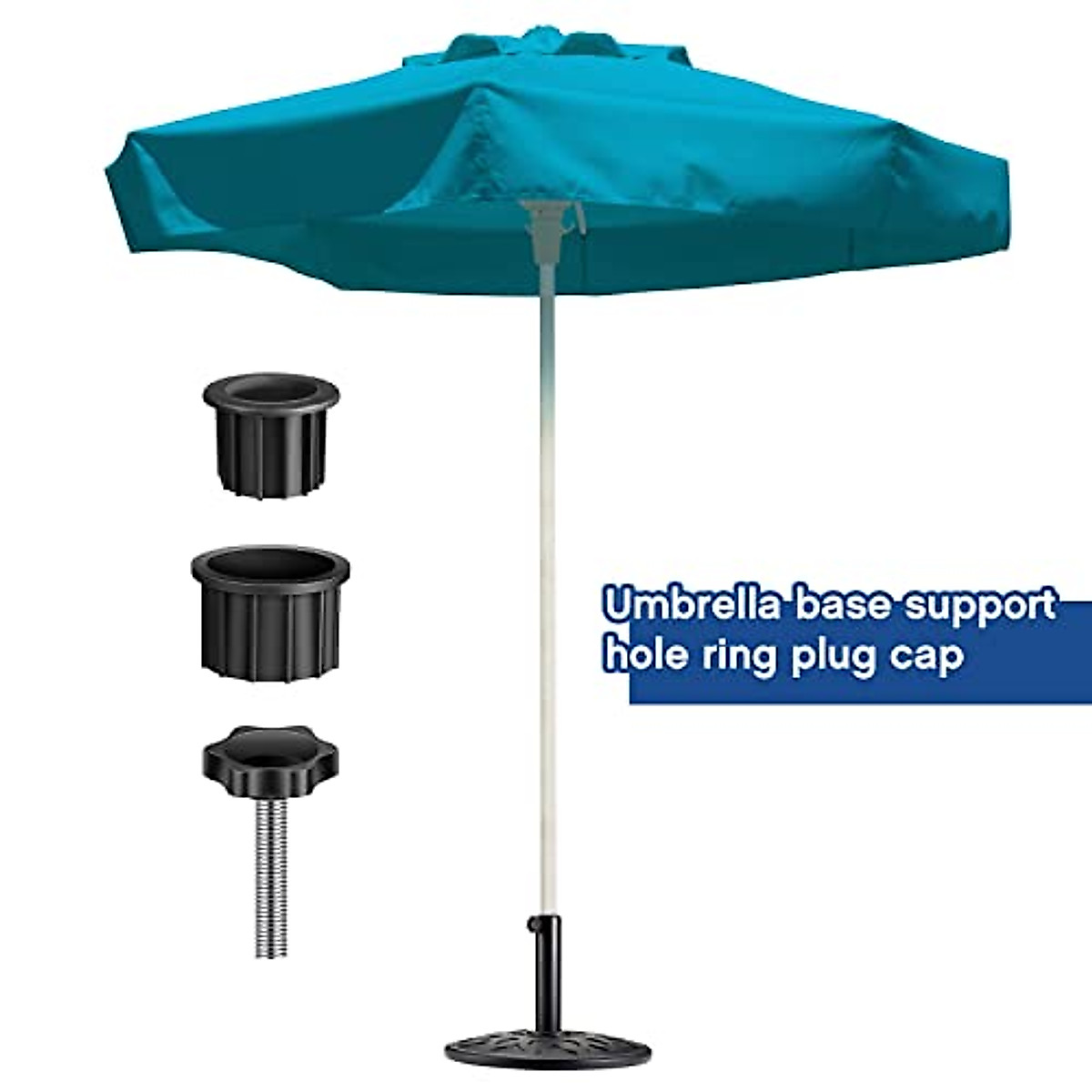 Zhengmy 6 Pieces Umbrella Base Stand Hole Ring Plug Cover and Cap Patio Umbrella Stand Replacement Parts Black Umbrella Stand Base Screw Umbrella Pole Cap