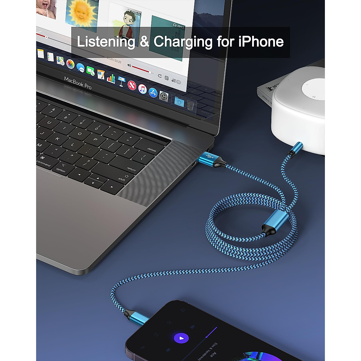 Car Aux Cord for iPhone, Lightning to 3.5mm Male Audio 2-in-1 MFI Certified 4ft Auxiliar & Charging Cable for Car/Home Stereo Speaker Headphone Compatible with iPhone 14 13 12 11 Pro Max XR X 8 Plus