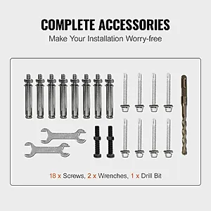 VEVOR Handrail for Outdoor Steps, 4-5 Steps Flat Outdoor Handrail, Adjustable Wrought Iron Staircase Handrail, Thickened Stair Railings for Porch Railing, Deck Handrail