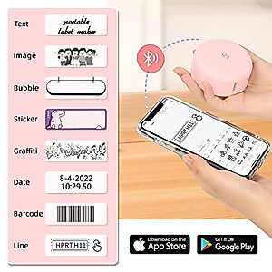 Label Maker Machine with Tapes, Mini Cute Label Makers, Bluetooth Connection with iPhone Android, Waterproof Labeler, Inkeless Labelmaker for Home, Office, Classroom Organization (5 Tapes Included)